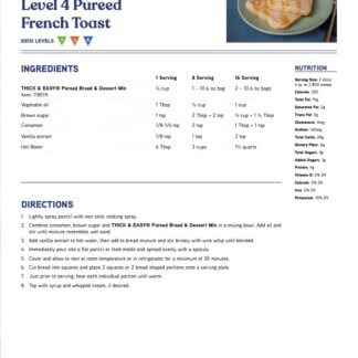 Level 4 Pureed French Toast - Lyons Health Labs